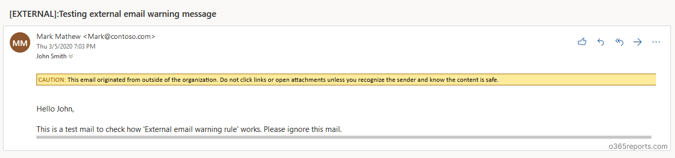 How To Add External Email Warning Message Prevent Email Spoofing In 