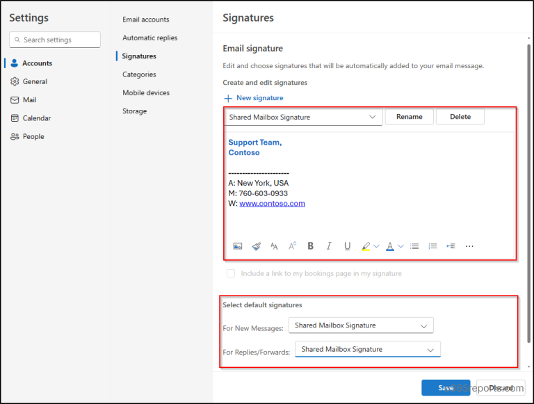 Set Up Email Signatures for Microsoft 365 Shared Mailbox and User Mailbox