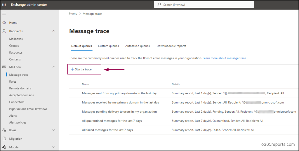 Message Trace in the New Exchange Admin Center