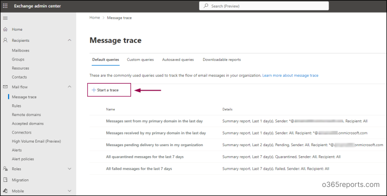 Message Trace in the New Exchange Admin Center