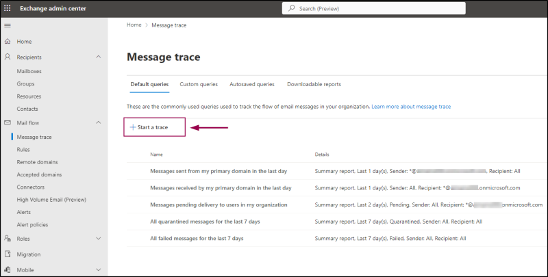 Message Trace in the New Exchange Admin Center