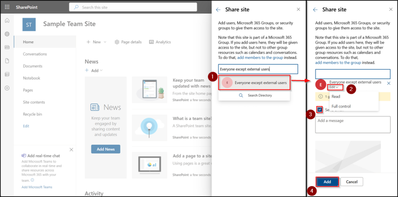 How to Add Everyone to a SharePoint Site in Microsoft 365