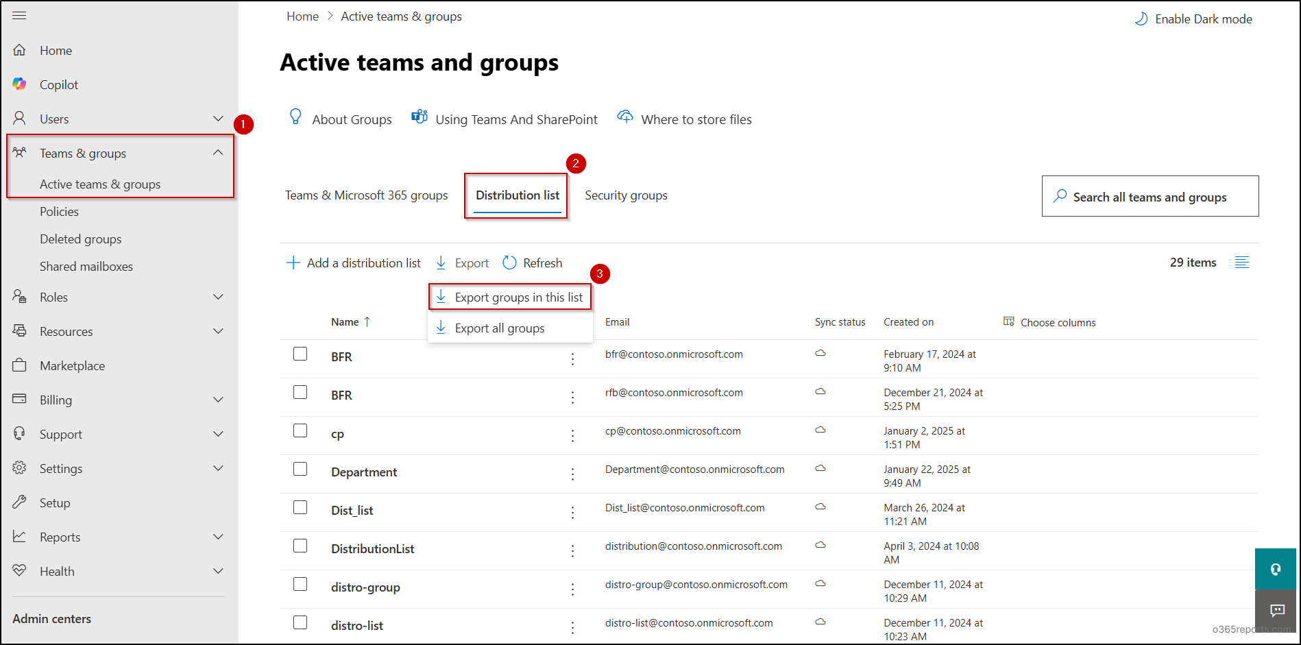 How to Export Distribution Groups Report in Microsoft 365